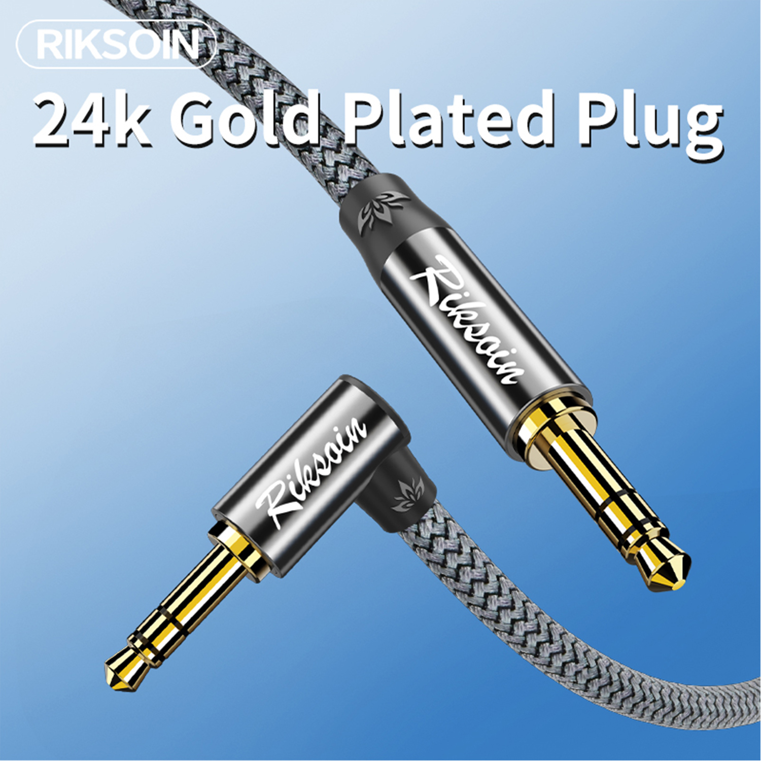 [Shopee Choice] RIKSOIN Aux Cord, 3.5mm Stereo Audio Cable, 90 Degree ...