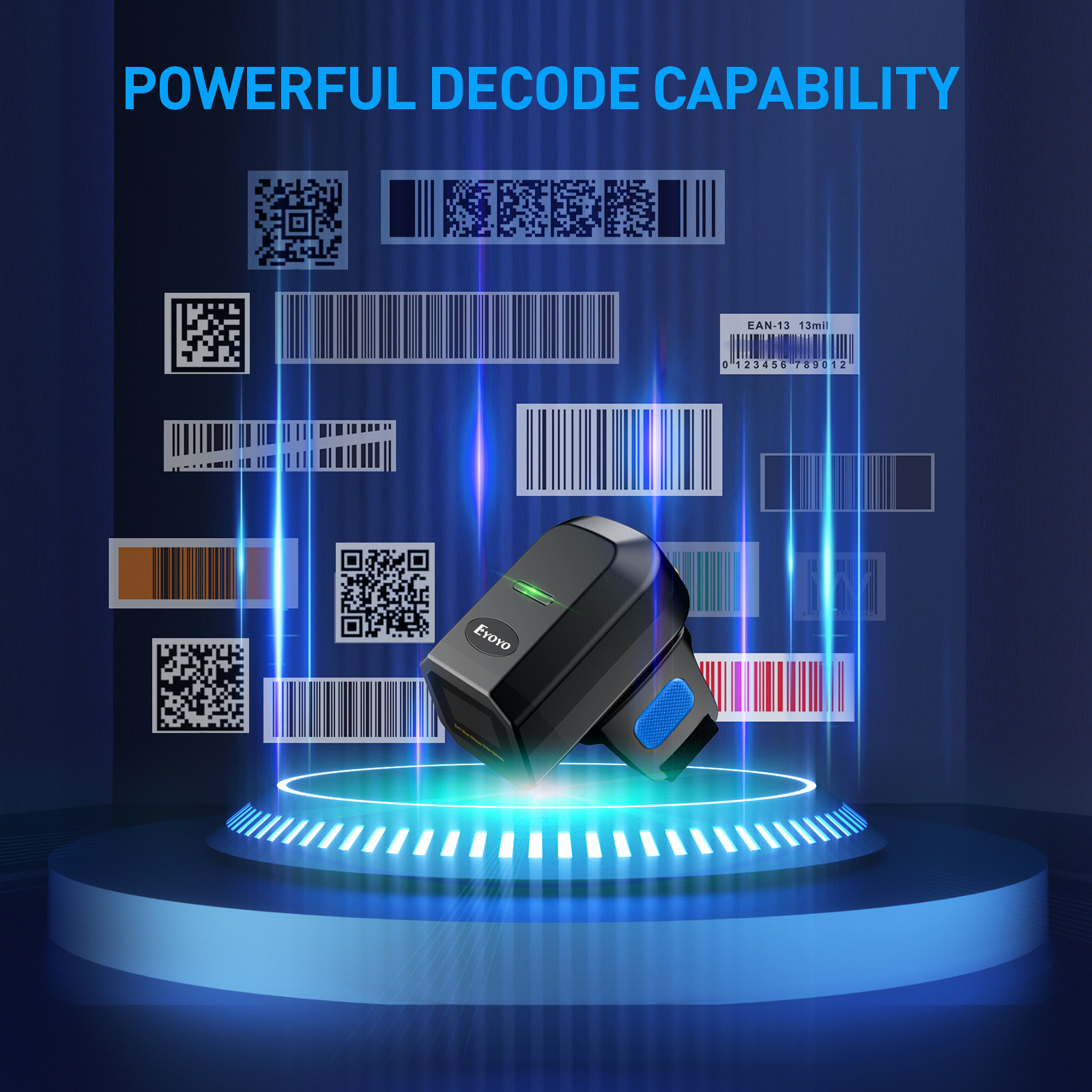 Eyoyo Wearable Ring Finger 2.4G Wireless 2D Barcode Scanner Via ...