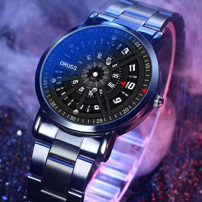 ORUSS Original Men Fashion Luxury Stainless Steel/Leather Unique ...