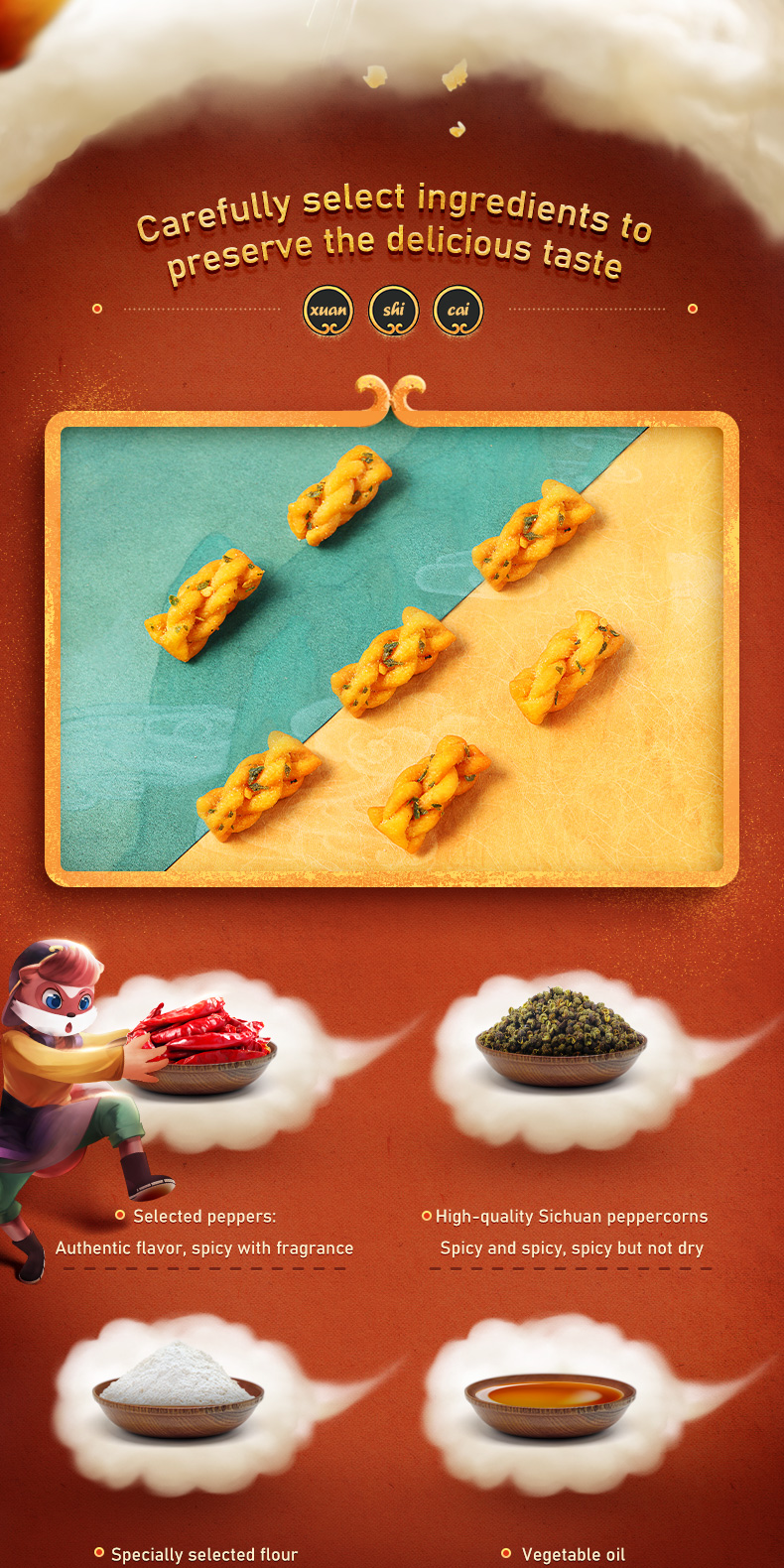 Three Squirrels Small Fried Dough Twist 三只松鼠悟空麻花 鲜香酥脆 - Onion/Spicy/Seaweed Flavor (108g x 5 ...