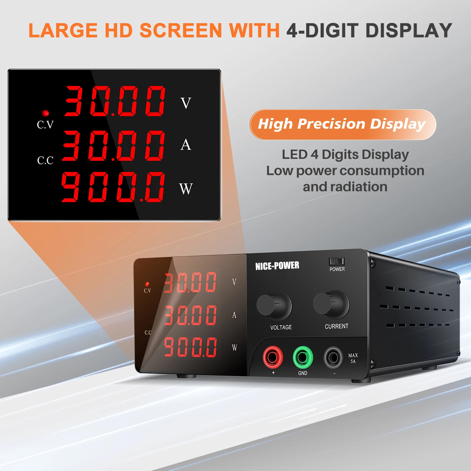 NICE-POWER 30V 30A 20A 60V 10A Lab Bench Power Supply 900W Digital Adjustable Regulated DC Power ...