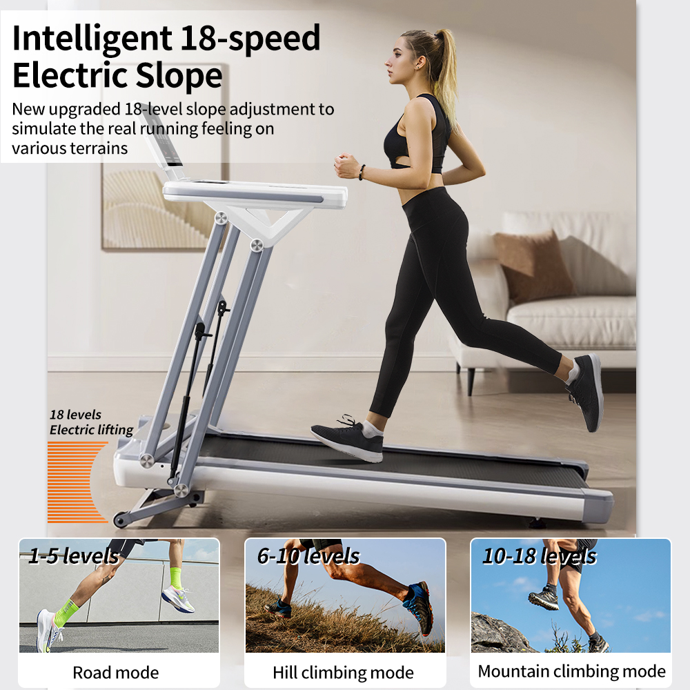 OneTwoFit Foldable 3.5HP Walking Treadmill With Handle Smart Walking ...