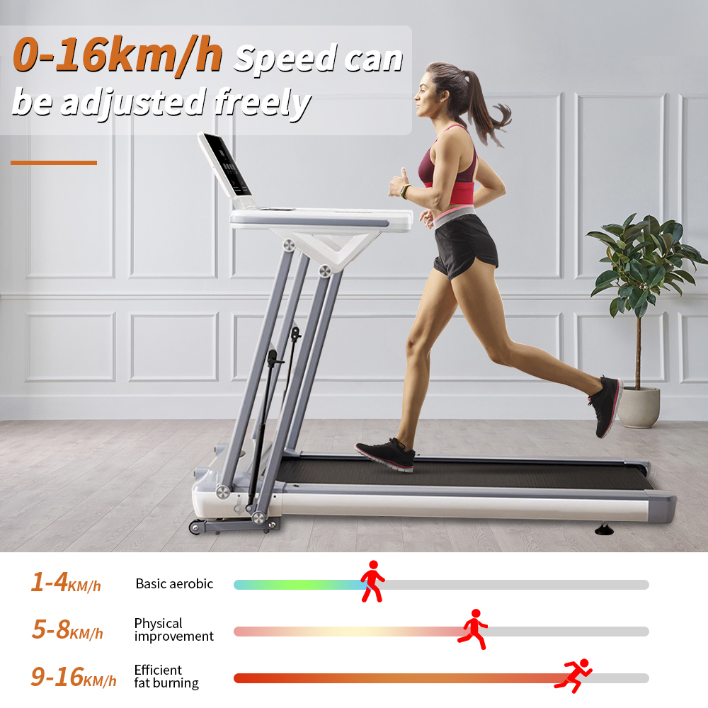 OneTwoFit Foldable 3.5HP Walking Treadmill With Handle Smart Walking ...