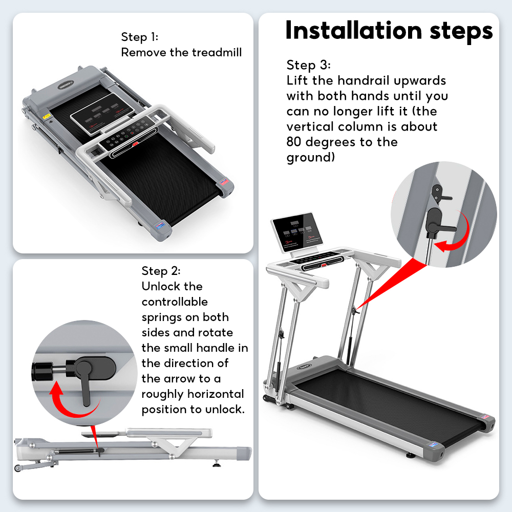 OneTwoFit Foldable 3.5HP Walking Treadmill With Handle Smart Walking ...