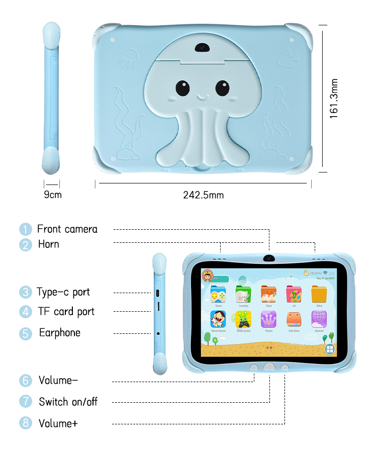 KT802 Kid's Tablet 2024 full-screen HD eye protection 8 inches 1280*800 ...