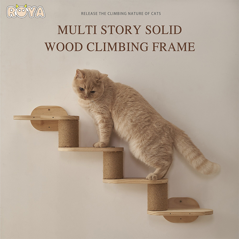 ROYA Cat Climbing Shelf Wall Mounted Cat ladder Four Step Cat Stairway ...