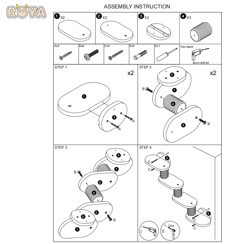 ROYA Cat Climbing Shelf Wall Mounted Cat ladder Four Step Cat Stairway ...