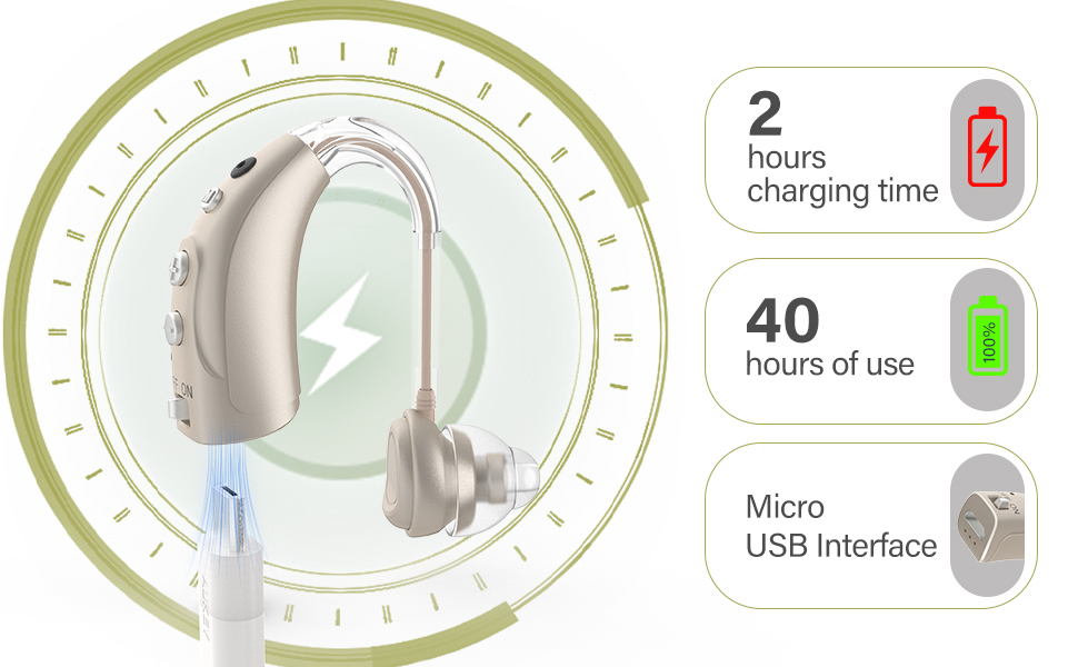 Digital Rechargeable 1710 Hearing Aids Intelligent Amplifier Audiphone ...