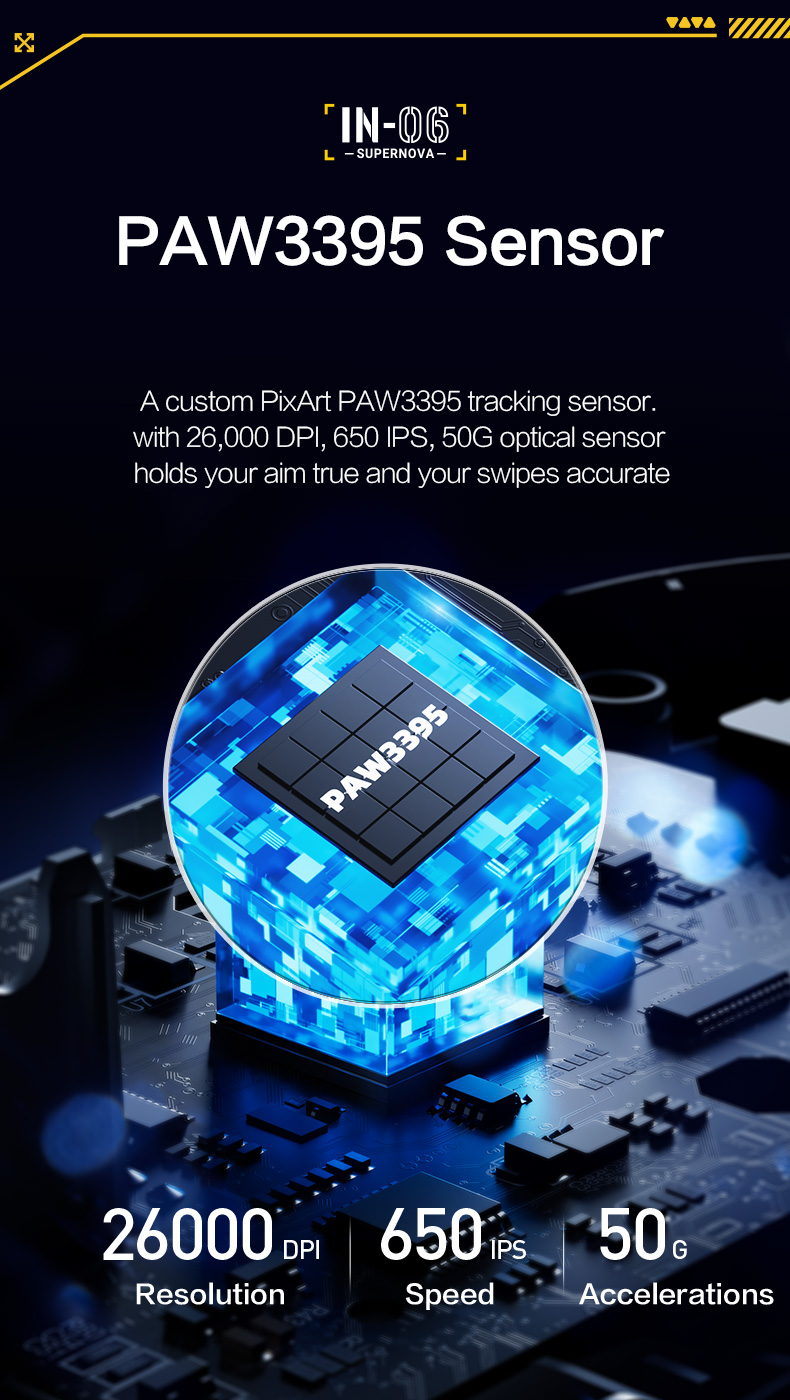 inphic IN6 Gaming Mouse Precision Esports Mouse PAW3395 8000Hz Lag-free ...