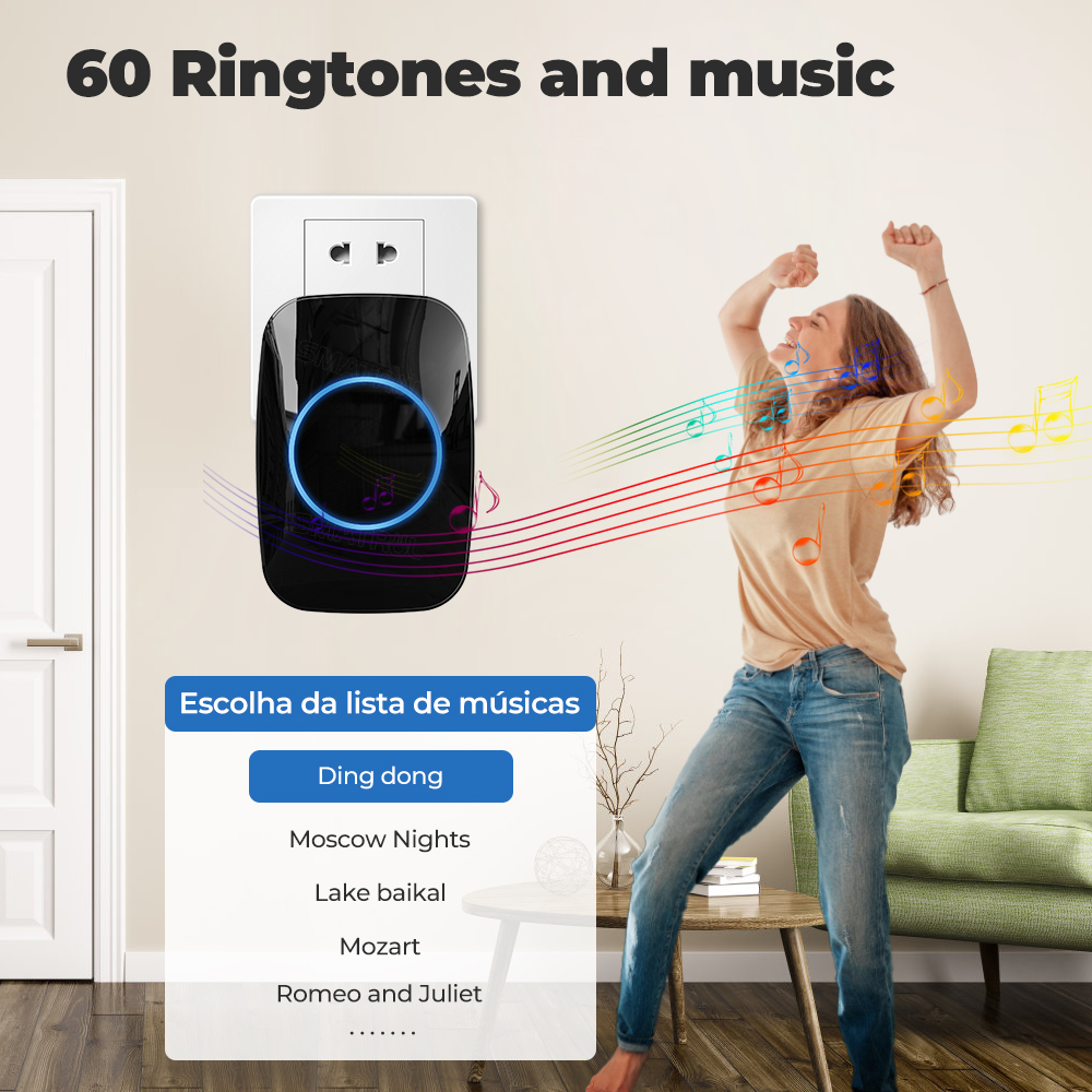 SMATRUL Self Powered Waterproof Wireless Doorbell Door bell No Battery ...