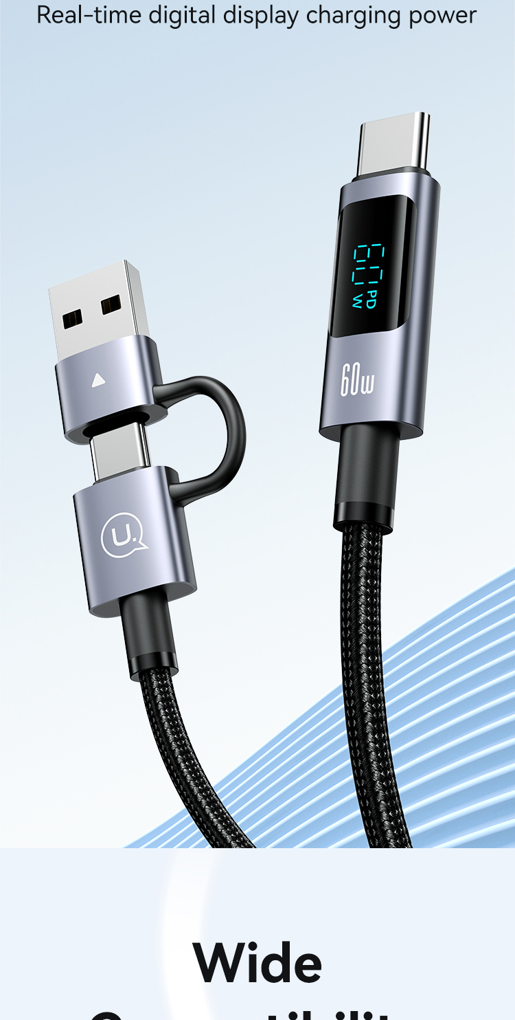 USAMS 6 In 1 Universal USB Type C Micro LED Digital Display Fast ...