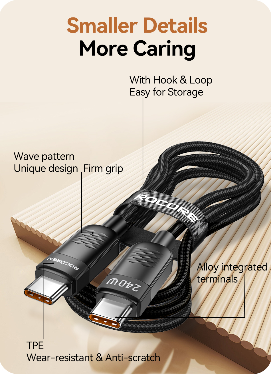 Rocoren 240W USB Type C To USB C PD QC 3.0 5A Fast Charging USBC Wire ...