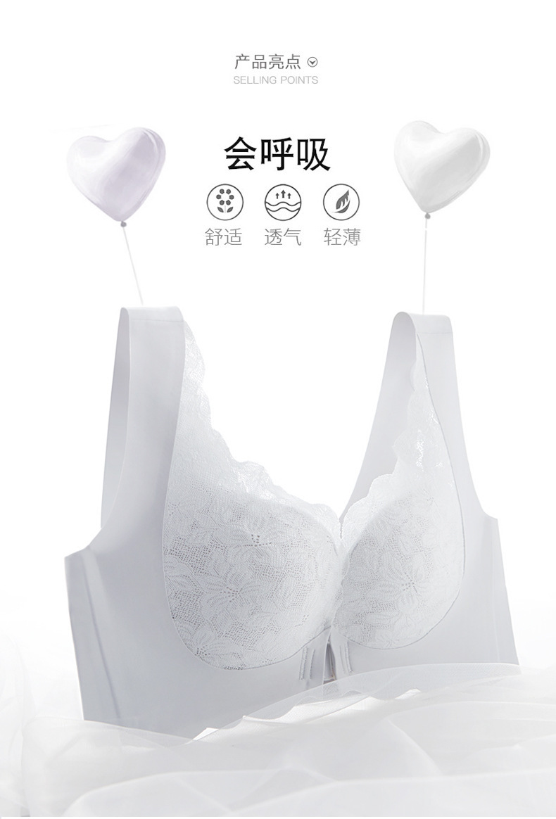 Women Thin Style Seamless No Steel Ring Small Breasts Gathering Push-up Breasts Anti-sagging ...