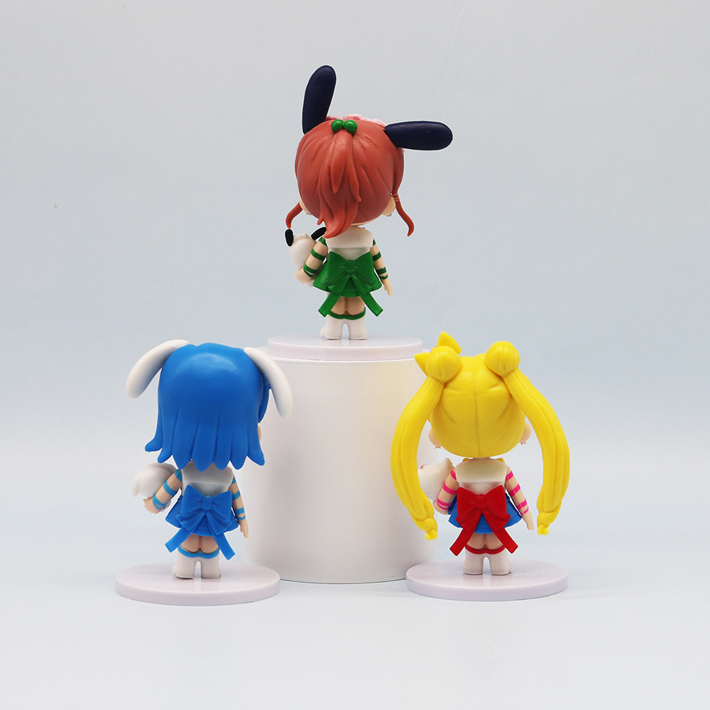 6Pcs/Set 11cm Anime Sailor Moon Figure Tsukino Usagi Hello Kitty Chibi ...