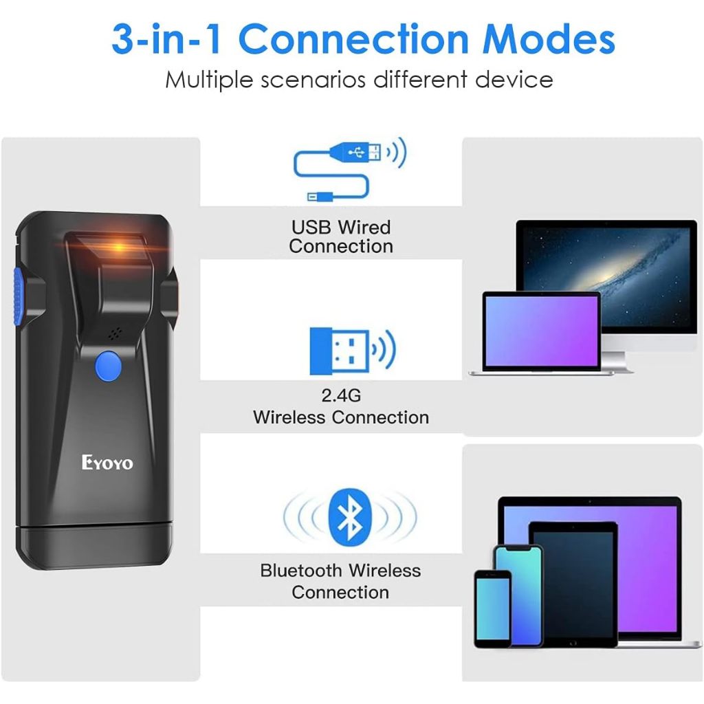 [Local stock]Auto-sensing Eyoyo Mini EY-024 Wireless 1D 2D QR Bluetooth ...