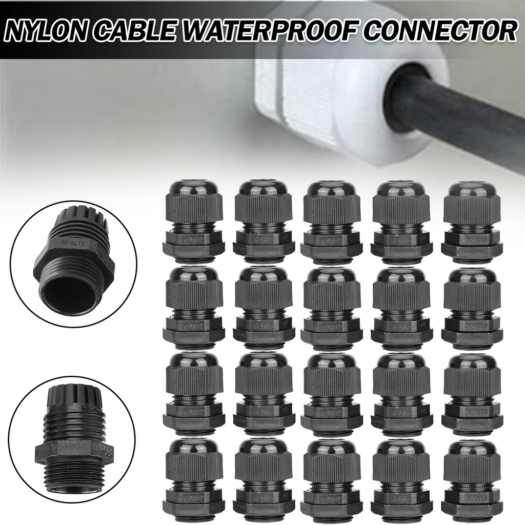 20pcs Cable waterproof connector M20 Nylon Cable Gland 20mm ...