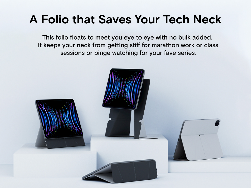 MOFT Snap Float Folio for iPads Adjustable Tablet Stand for Desk, Leather Folio iPad Tablet ...
