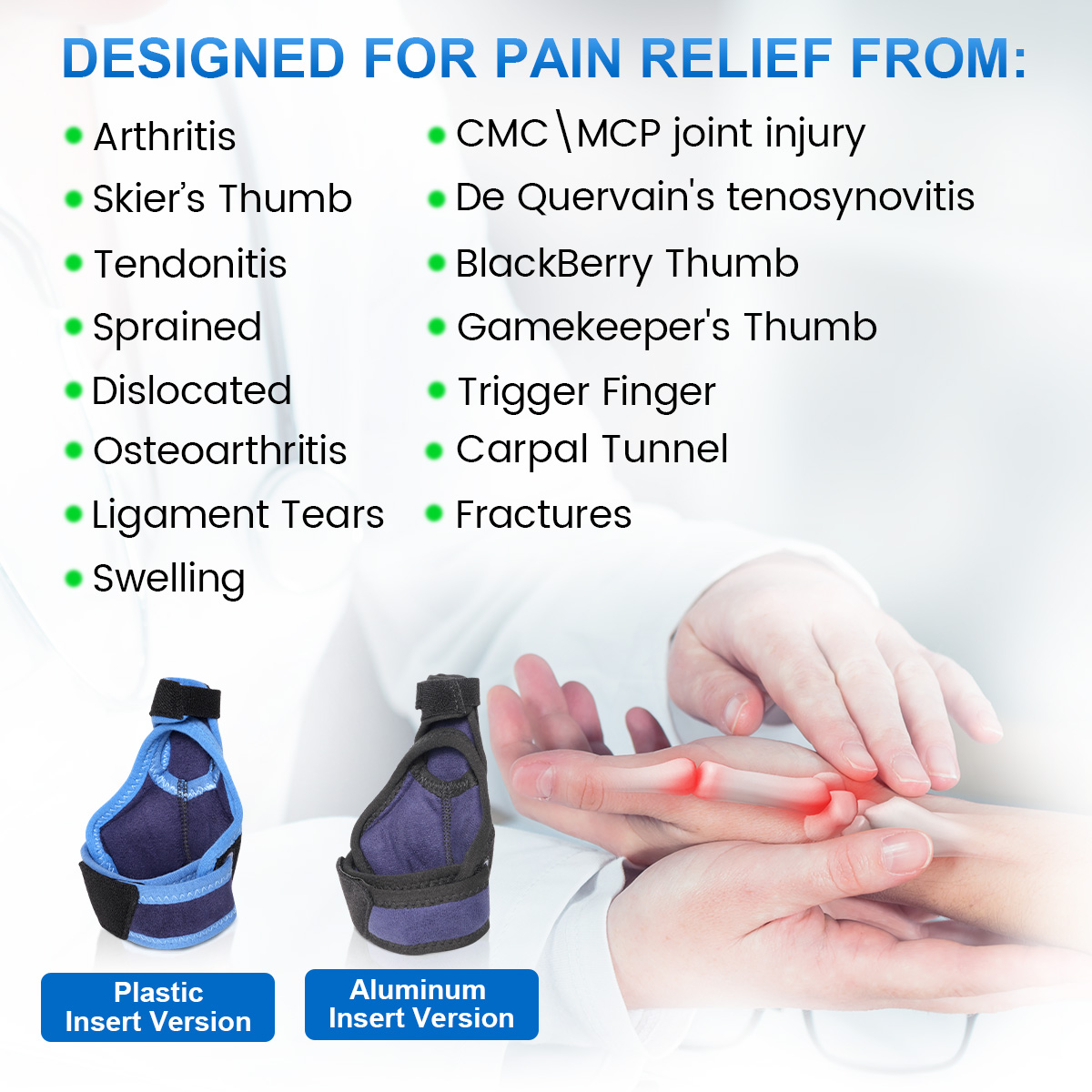VELPEAU Breathable Spacer Fabric Reversible CMC Joint Thumb Stabilizer ...