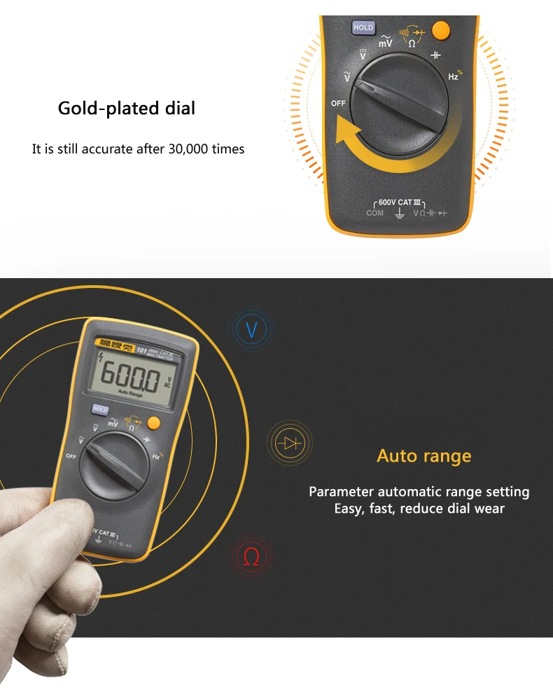 FLUKE Mini Digital Multimeter F101 / F101KIT Handheld Digital ...