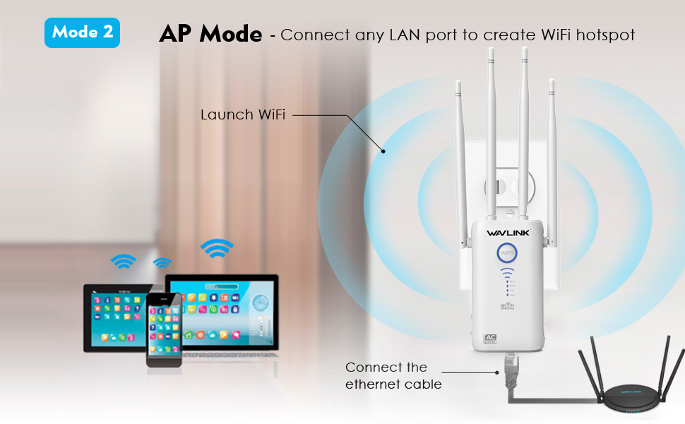 WAVLINK AC1200 WiFi Range Extender, 5GHz+2.4GHz Dual Band WiFi 5 ...