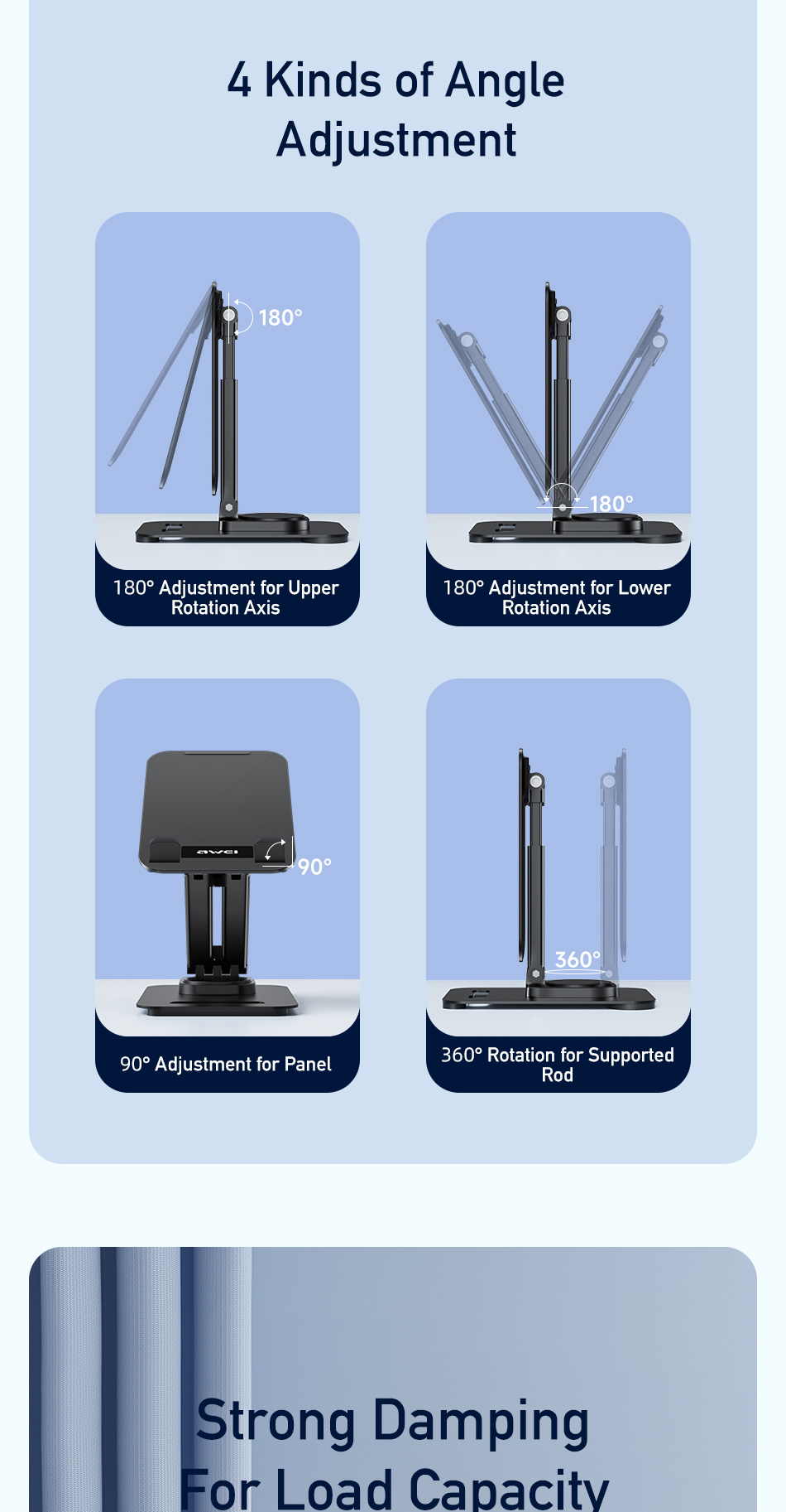 Awei X41 Foldable Adjustable Metal Aluminum Desk Stand Holder for Phone ...