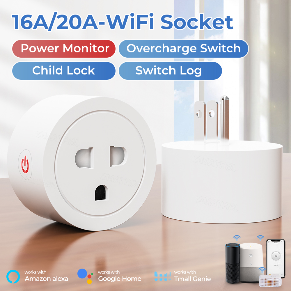 Smatrul Tuya Wi-Fi Smart Plug 20A Energy Monitor - Smart Power Socket ...