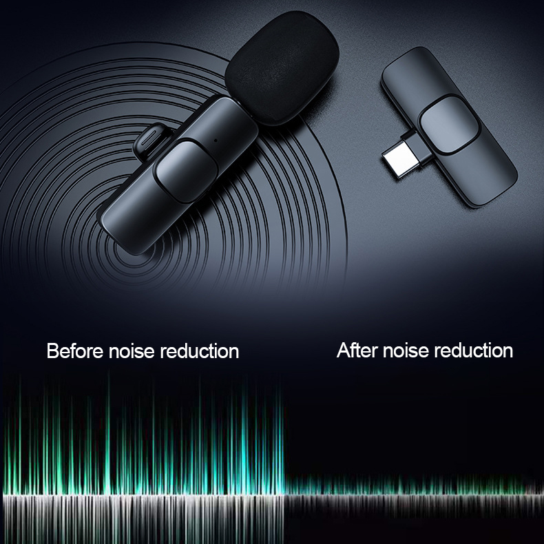 K9 2in1 Lapel Wireless Microphone Noise Cancelling Mini Mic for IOS ...