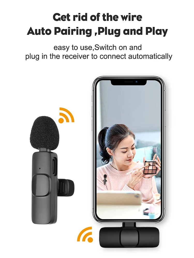 (Local Shipment) Wireless Lavalier Microphone K9 Noise Cancelling Audio ...