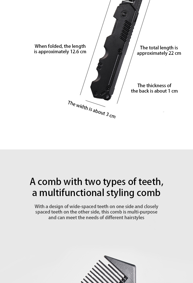 Two-in-one men's folding comb,greasy hair comb,back comb,wide-tooth ...