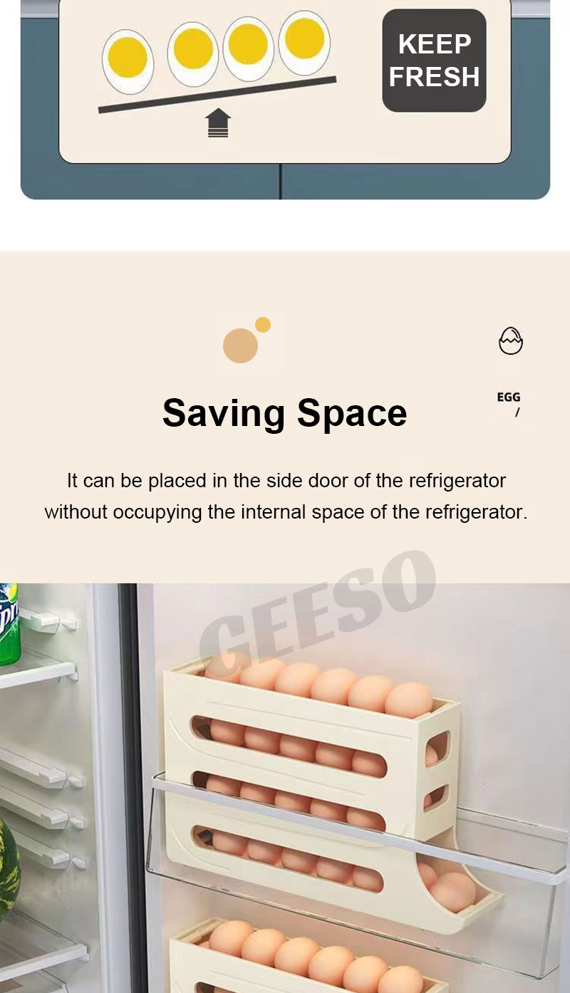GEESO 30 Grids Egg Storage Organizer/ 3 Tier Egg Rack Tray/ Automatic ...