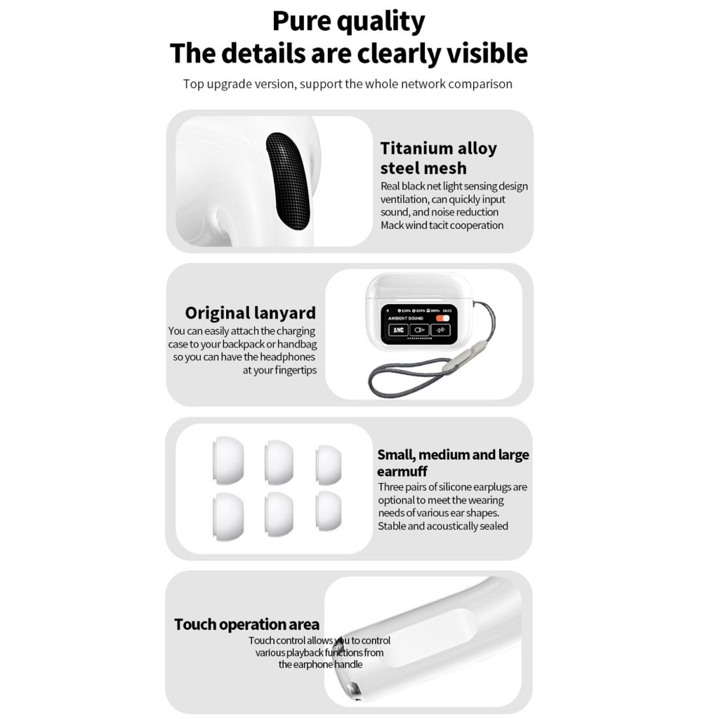 【Fast delivery】A9 Pro Earphones Wireless Bluetooth 5.4 Headset ANC ...