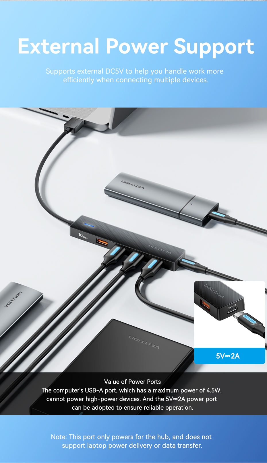 Vention Usb / Type C Hub 4*USB Port USB 3.2 10Gbps for Laptop Multi ...