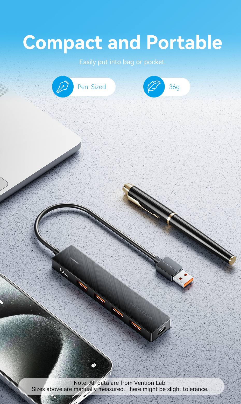 Vention Usb / Type C Hub 4*USB Port USB 3.2 10Gbps for Laptop Multi ...