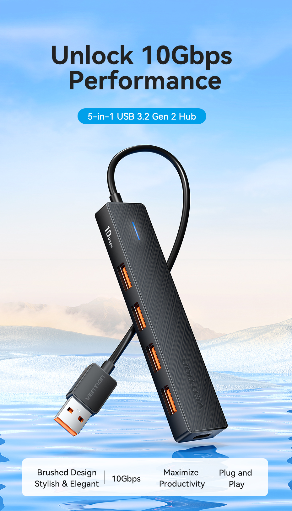Vention Usb / Type C Hub 4*USB Port USB 3.2 10Gbps for Laptop Multi ...