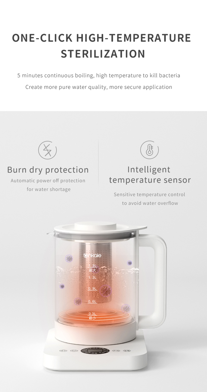 Ankale Household Multifunctional Electric Health Kettle 1.5L Glass Pot ...