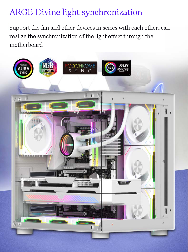 OEM PRISM 5 PRO Computer Chassis Fan 12cm ARGB 4 Pin PWM Quiet Cooling ...