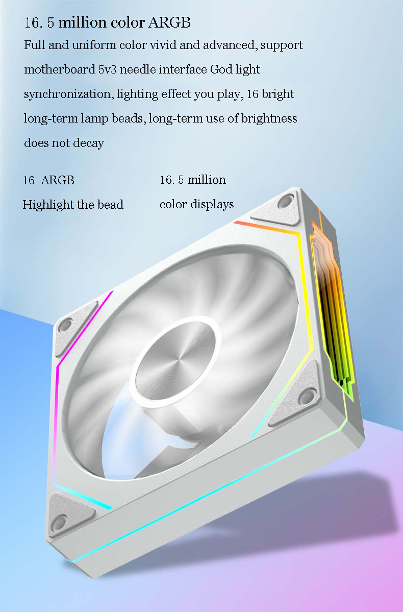 OEM PRISM 5 PRO Computer Chassis Fan 12cm ARGB 4 Pin PWM Quiet Cooling ...