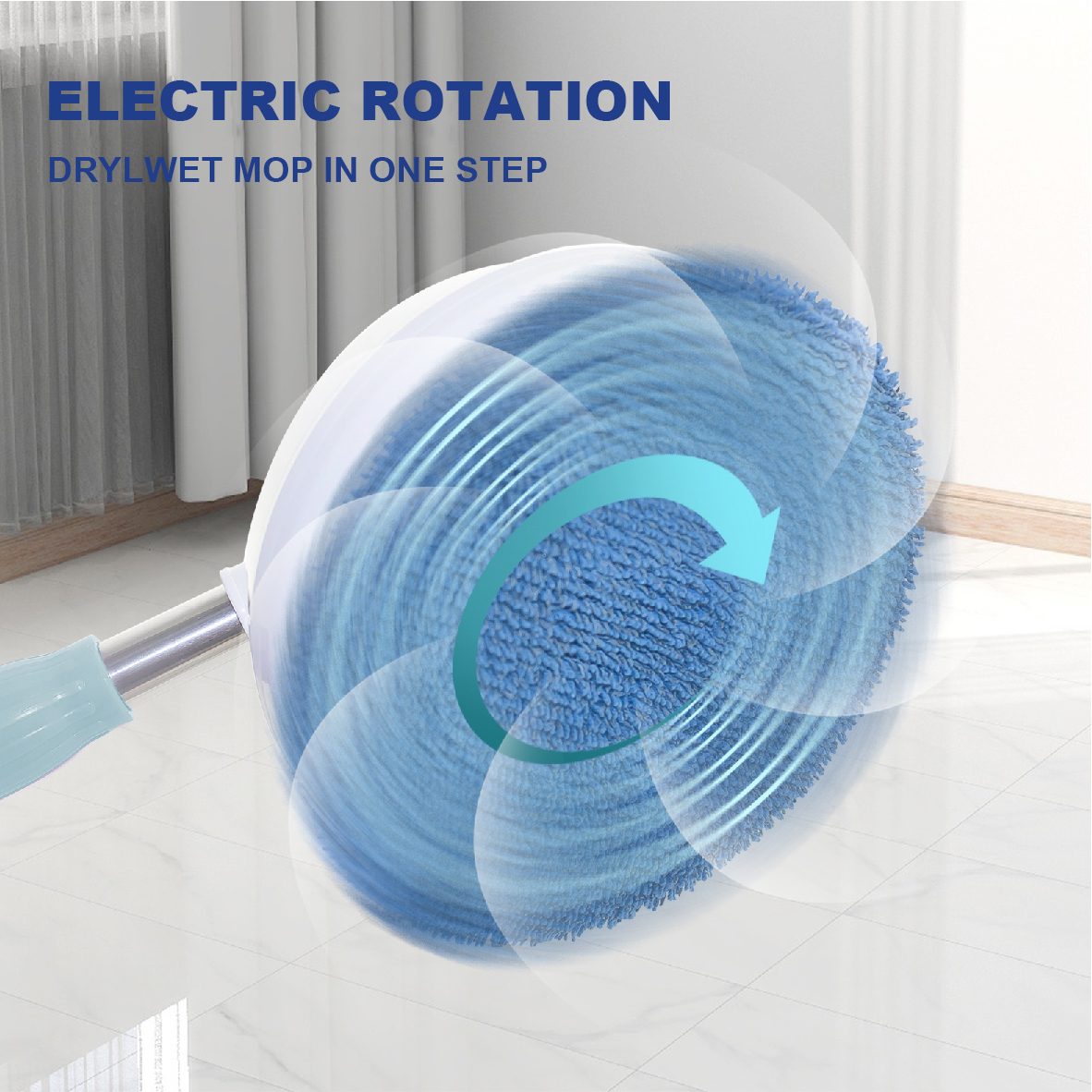 Electric mop polisher, wet and dry cleaner rechargeable, floor cleaner ...