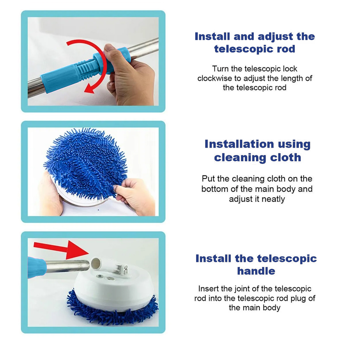 Electric mop polisher, wet and dry cleaner rechargeable, floor cleaner ...