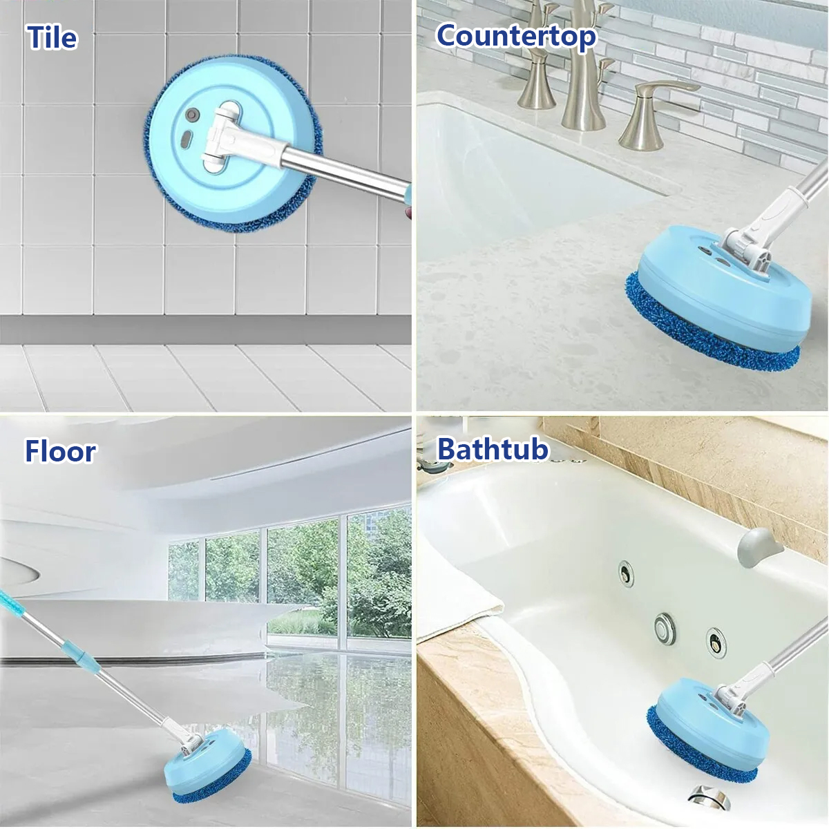 Electric mop polisher, wet and dry cleaner rechargeable, floor cleaner ...