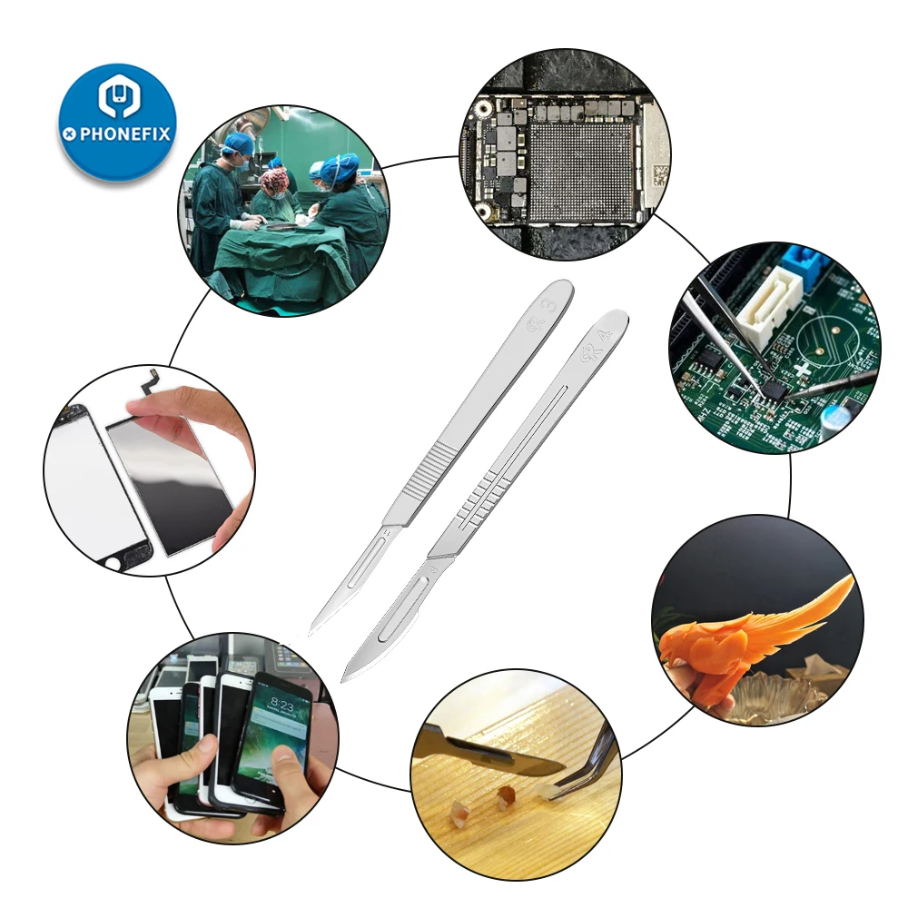 KUAIQU 10pcs Blades Stainless Steel Surgical Scalpel 11# 23# Removable ...