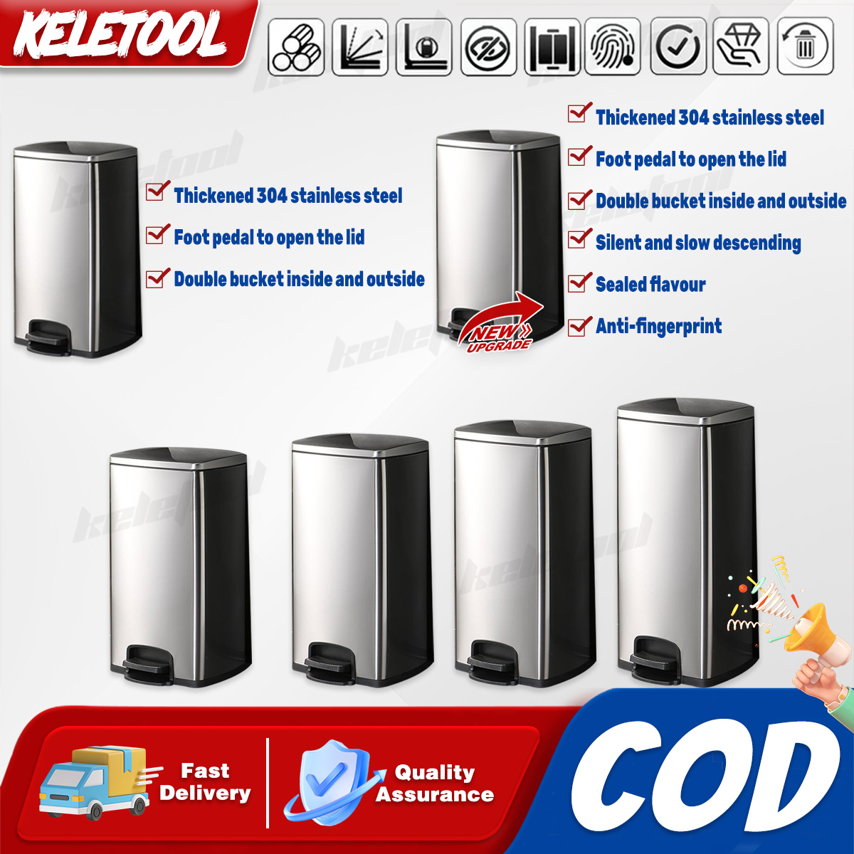 dustbin kitchenTong sampah besar Kitchen Dustbin 60L stainless steel ...