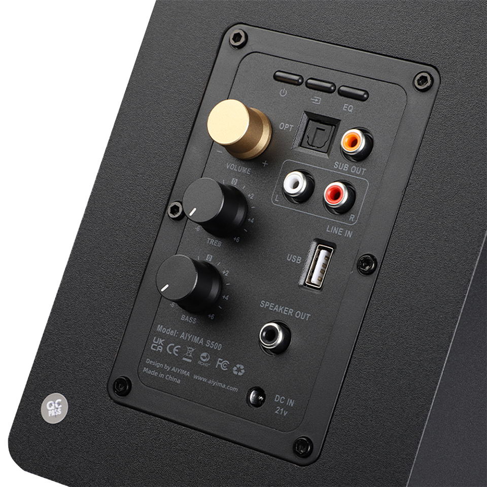 AIYIMA S500 Classic Bookshelf Speaker Bluetooth Wireless 120W Hifi Active Speakers For Home ...