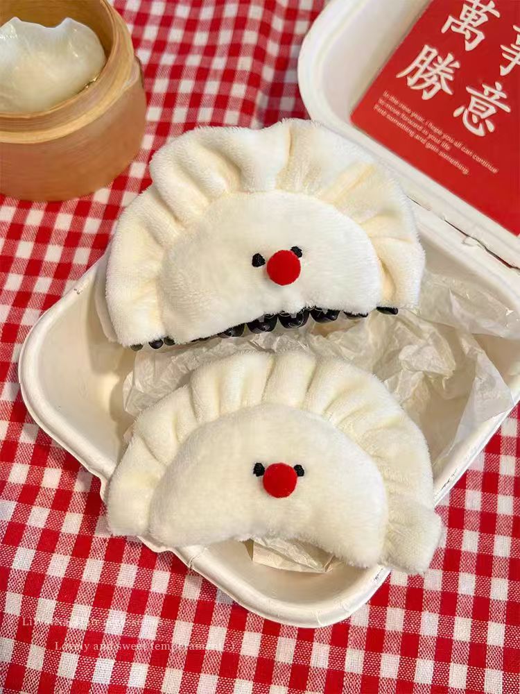 Korea plush bow dumpling hair clips female ins cute student gift ...