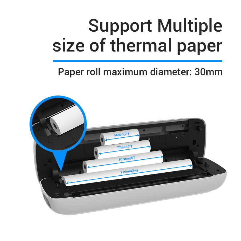 🎁 Free 1 Roll | A4 Portable Thermal Printer, Wireless Bluetooth Inkless ...