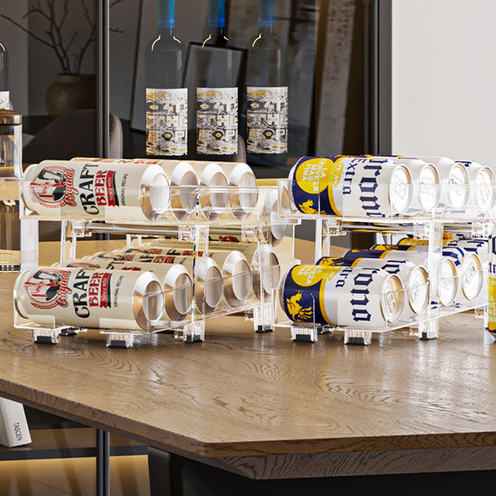 Fridge 10 Cans Beer Beverages Storage Holder for 330ml/500ml Adjustable ...