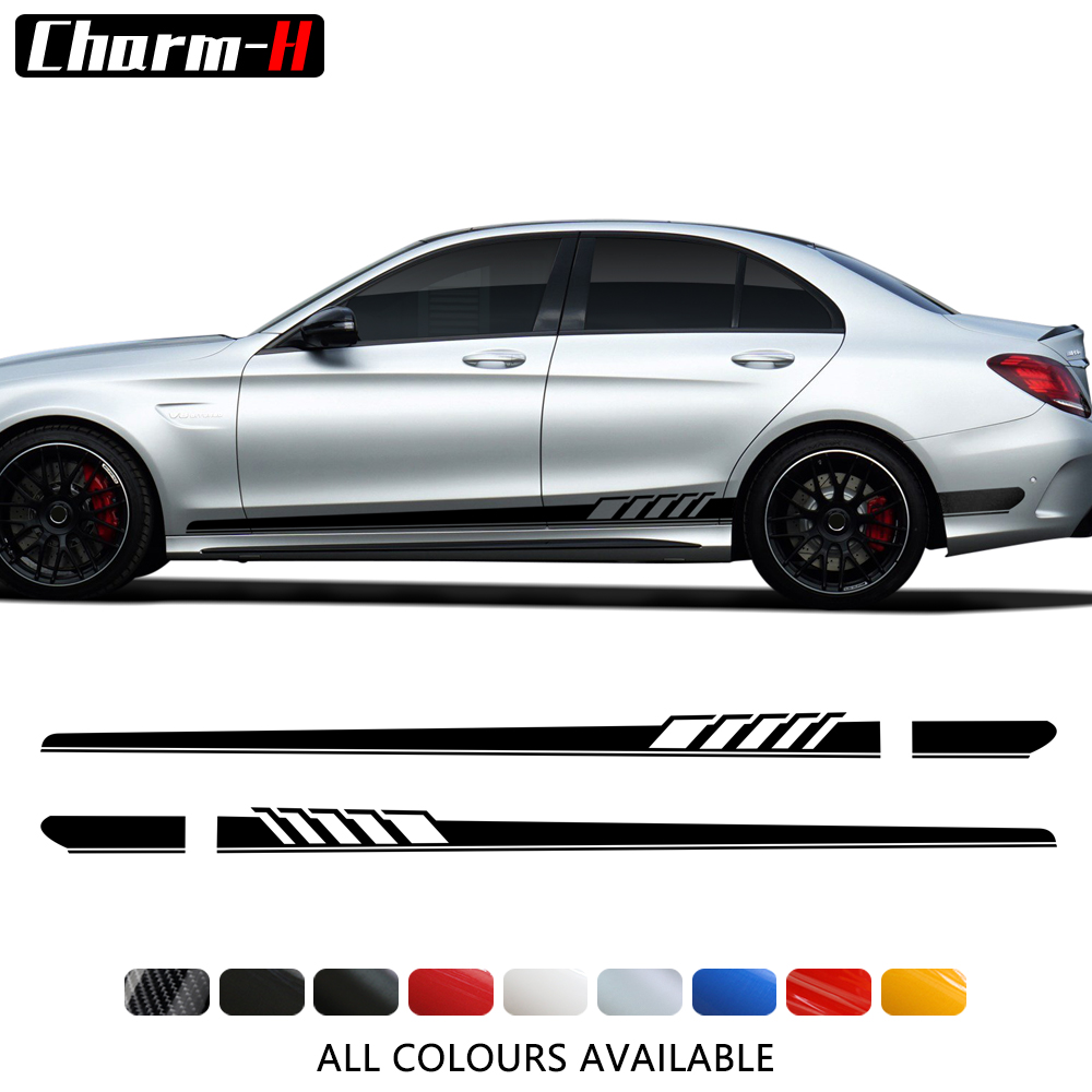 2pcs Rocker Panel Side Skirt Racing Stripes Deccals Stickers for ...