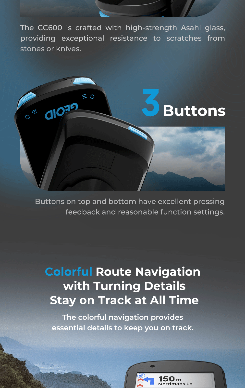 GEOID CC600 Colorful Screen Navigation GPS Bike Computer 2.4 inch WIFI ...