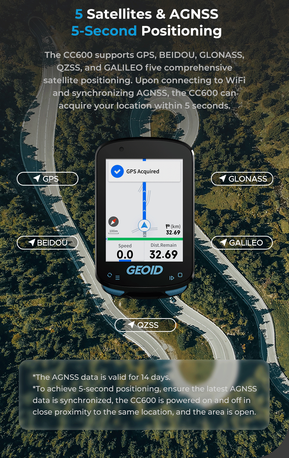 GEOID CC600 Colorful Screen Navigation GPS Bike Computer 2.4 inch WIFI transmission bike ...