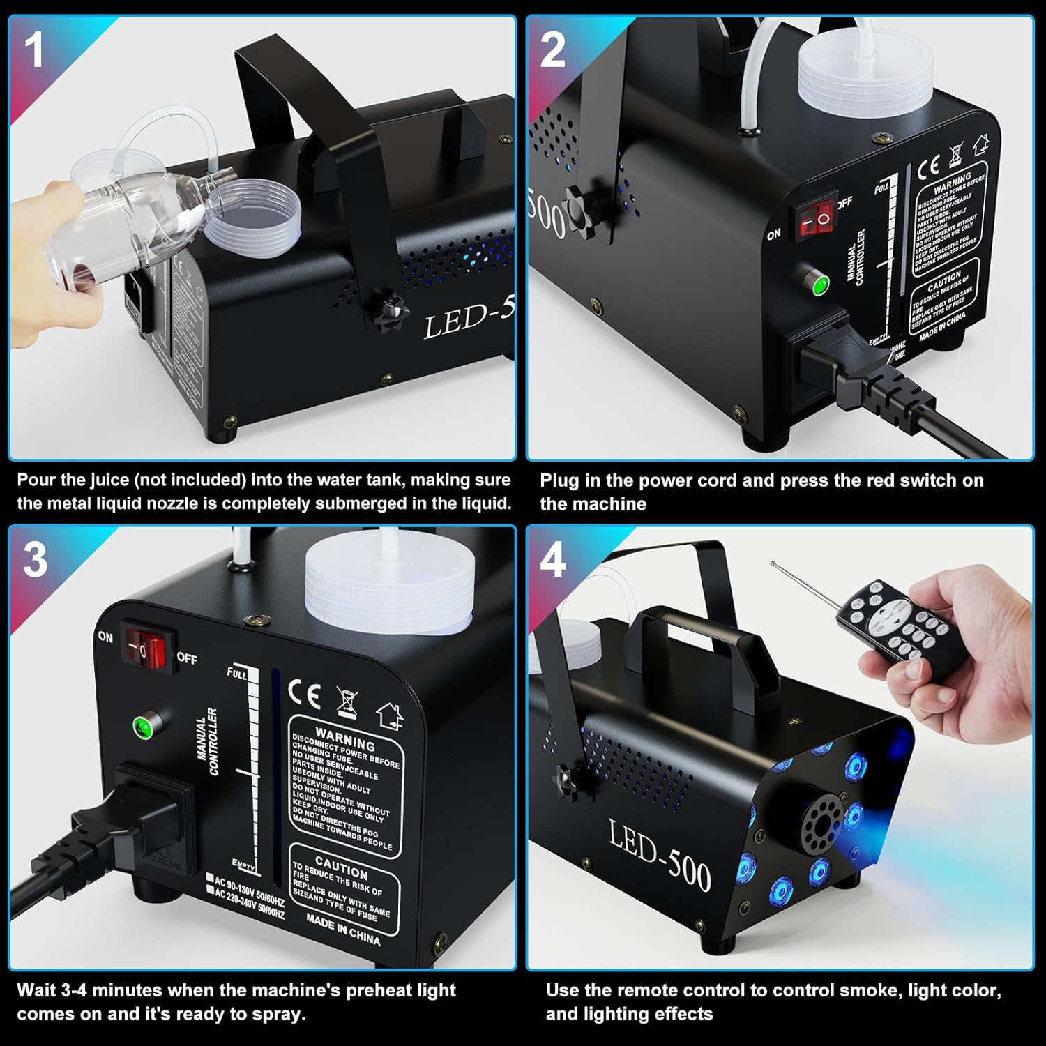 Fogging machine 2200W smoke fog machine mini LED remote control smoke ...
